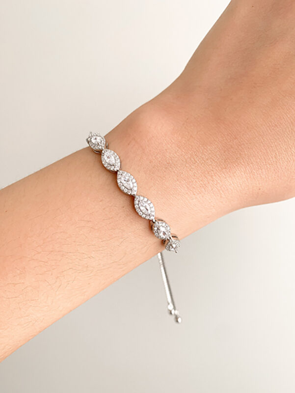 STELLA in Silver – Crystal Adjustable Bracelet | Wild Laurel Bridal ...
